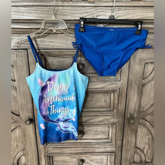 Justice | Swim | Euc Girls Justice Blue Doing Mermaid Things Tankini ...